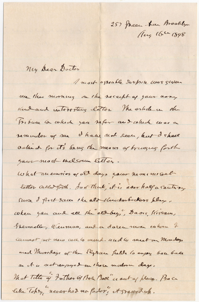 Henry Chadwick (August 16, 1898) - Doc Adams Base Ball (Official)