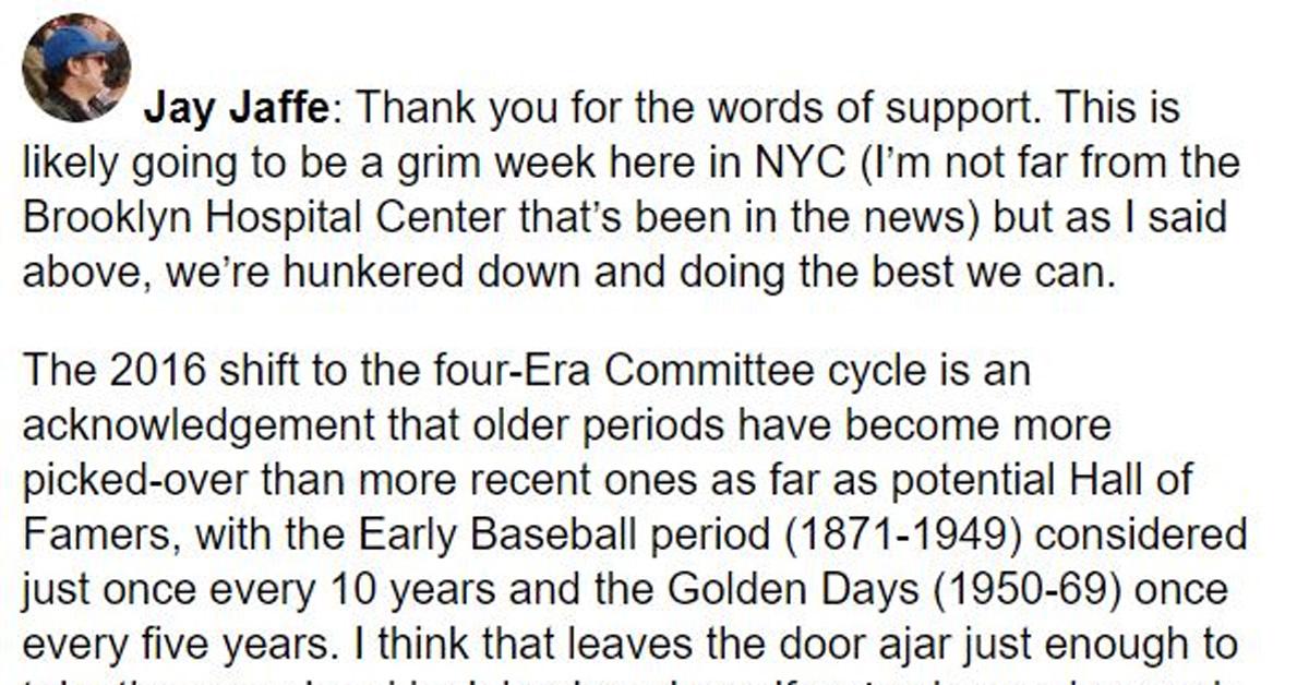 Jay Jaffe (Fan Graphs) Expresses Support - Doc Adams Base Ball (Official)